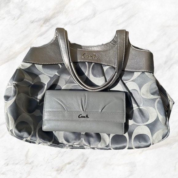 Coach | Bags | Coach Metallic Silver Handbag | Poshmark